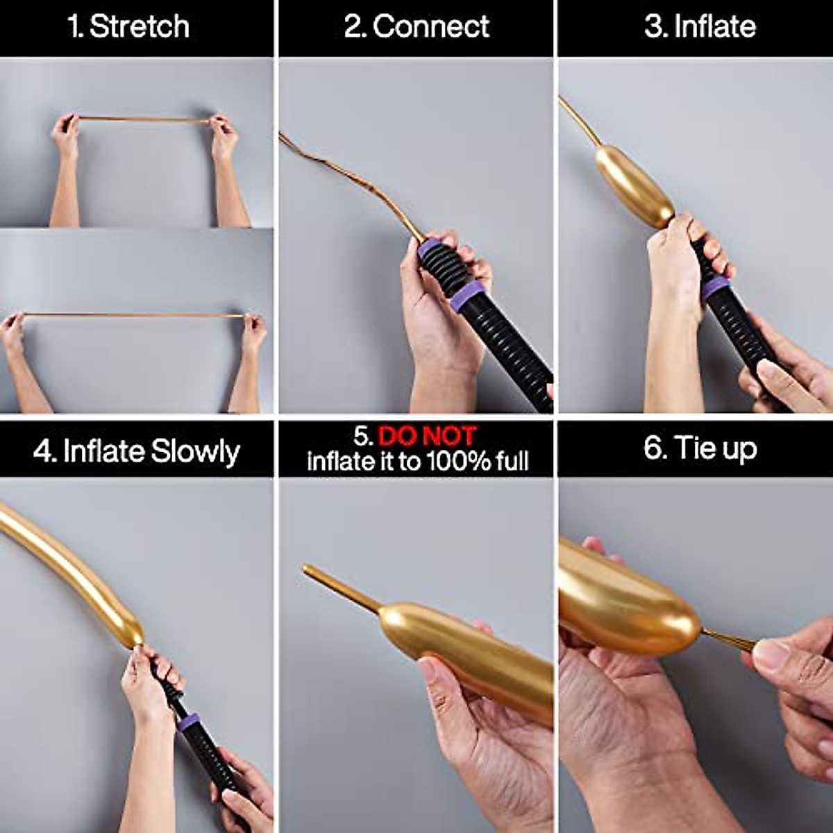 PartyWoo Metallic Twisting Balloons, 50 pcs Long Balloons 260Q Modelling Balloons in 6 Metallic Colors, Magic Balloons Animal Balloons for Children's Party, Carnivals, Jungle Party