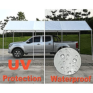 10'X20' Upgraded Heavy Duty Carport Canopy for Car, Outdoor Garage Boat Shelter w/6 Steel Legs and 3 Reinforced Steel Cables, Waterproof Tear-Proof and Anti-UV Panels Sunshine for Party, Wedding