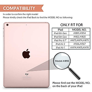 LAVO-TECH Wireless Bluetooth Keyboard Case for iPad 5th-6th Gen, Air 1-2, iPad Pro 9.7 - Slim Full Protection Cover