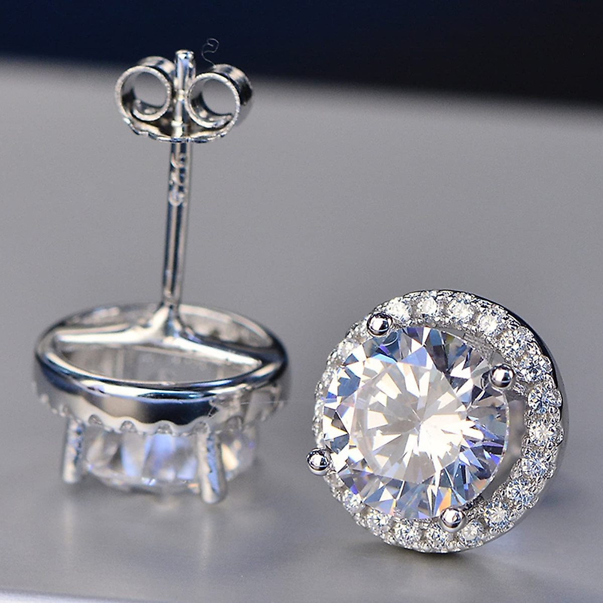 Sterling Silver Diamond Earrings for Women,Classic Round Cut 3 Carat/Pair (7mm) Lab Simulation Diamond Stud Earrings Hypoallergenic Fine Jewelry for Her Birthday Christmas Gift