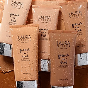 LAURA GELLER NEW YORK Quench-n-Tint Hydrating Foundation - Light - Sheer to Light Buildable Coverage - Natural Glow Finish - Lightweight Formula with Hyaluronic Acid