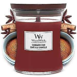 WoodWick Medium Hourglass Scented Candle | Cinnamon Chai | with Crackling Wick | Burn Time: Up to 60 Hours