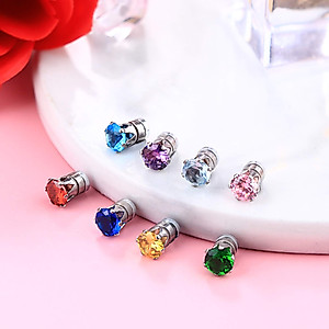 ORAZIO 12 Pairs Magnetic Stud Earrings for Men Women Non-piercing Rhinestone Magnet Earrings Stainless Steel Magnetic Clip on Nose Stud Earrings Set