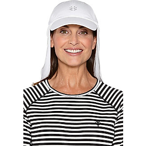 Coolibar UPF 50+ Men's Women's Hayden Chlorine Resistant All Sport Hat - Sun Protective (One Size- White)