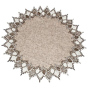 Linens, Art and Things Lace Doily Neutral Earth Tones Table Topper Scarf Place Mat Round Doily (23 Inch Round)