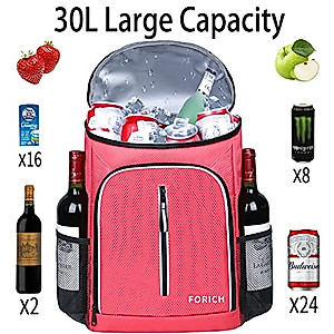 FORICH Soft Cooler Backpack Insulated Waterproof Backpack Cooler Bag Leak Proof Portable Cooler Backpacks to Work Lunch Travel Beach Camping Hiking Picnic Fishing Beer for Men Women (Watermelon Red)