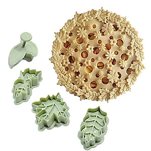 4Pcs Plunger leaf cookie press Cutters biscuit Mold cake decorating supplies Fondant embosser Decoration edible Anyana baking stamp christmas fall pie crust decoration