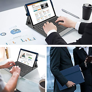 Fintie Case for Microsoft Surface Pro 7 Plus, Surface Pro 7/6/5/4/3 12.3 Inch Tablet - Multiple Angle Viewing Portfolio Business Cover, Compatible w/Type Cover Keyboard, Navy