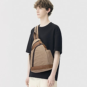 KL928 Canvas Sling Bag - Crossbody Backpack Shoulder Daypack Rucksack for Men Women Outdoor Cycling Hiking Travel