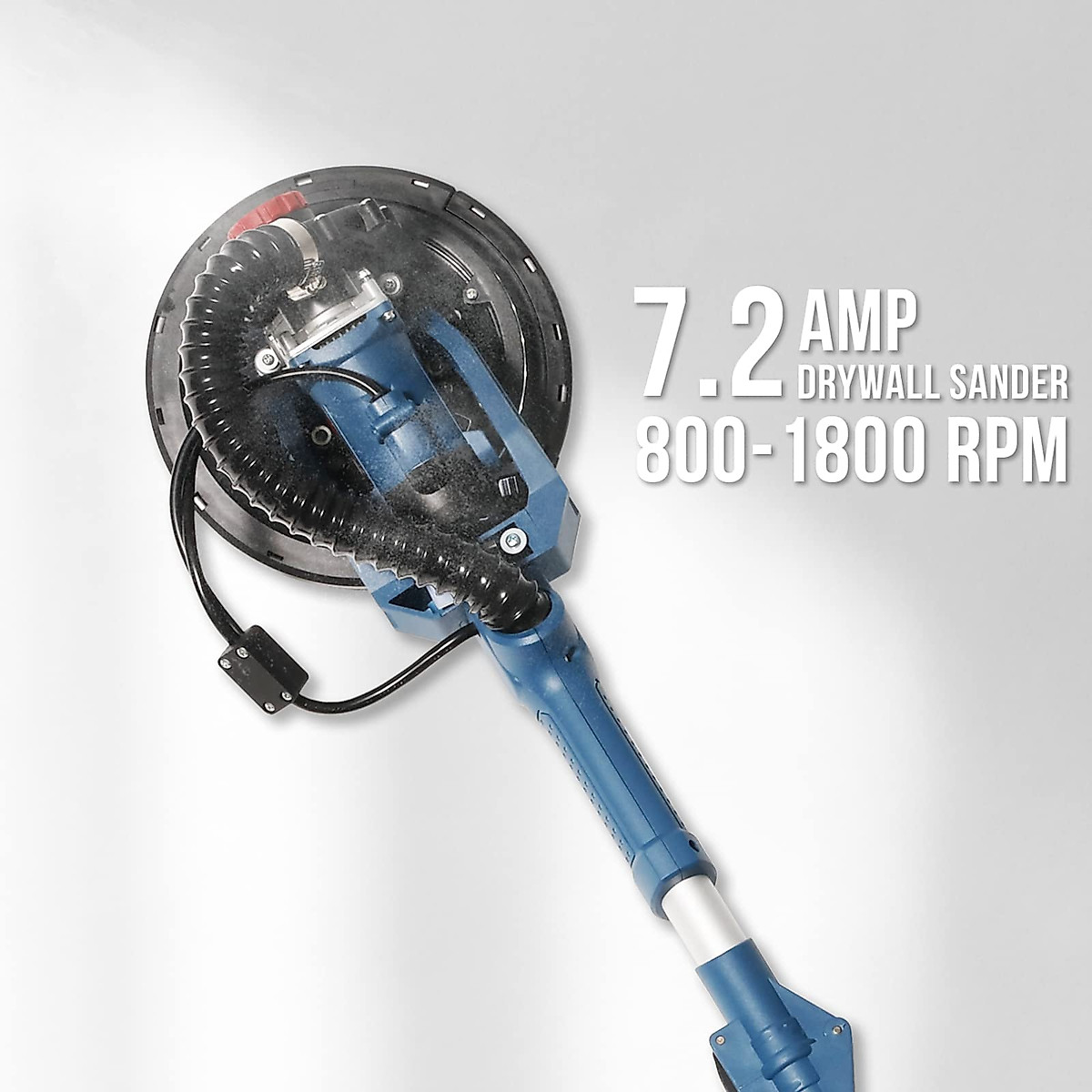 Enhulk Drywall Sander, 900W 7.2A Electric Drywall Sander with Vacuum Auto Dust Collection, 6 Variable Speed 800-1800RPM, Double-Deck LED Lights, Extendable & Foldable Handle, 12 Sanding Discs