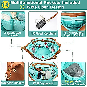 Diaper Bag Tote Mominside Leather Diaper Bag Backpack with 14 Pockets for Mom Dad, Baby Registry Search, Large Travel Baby Bag for Boys Girls with 4 Insulated Pockets, Changing Station-Brown