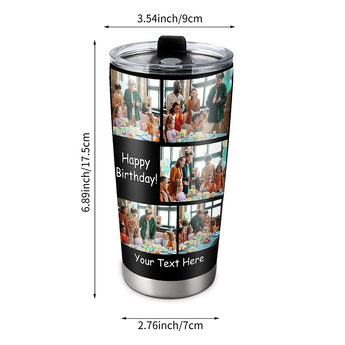 Personalized Travel Coffee Tumbler, Custom 20oz Insulated Stainless Steel Travel Tumbler with Lids, 20oz Custom Tumblers with Photos and Texts, Birthday Gifts for Men,Women,Friends