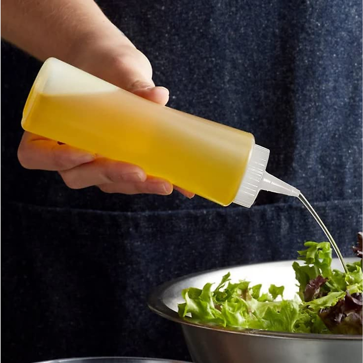 ljdeals 8 oz Plastic Squeeze Condiment bottles, Wide Mouth, Red Sealer Yorker Cap, Dispensing Bottles for Icing, Ketchup, Sauces and more, Pack of 6, made in USA