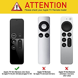 Fintie Protective Case for Apple TV 4K / HD Siri Remote (1st Generation) - Honey Comb Lightweight Anti Slip Shockproof Silicone Cover for Apple TV 4K 5th / 4th Gen Siri Remote Controller, Black