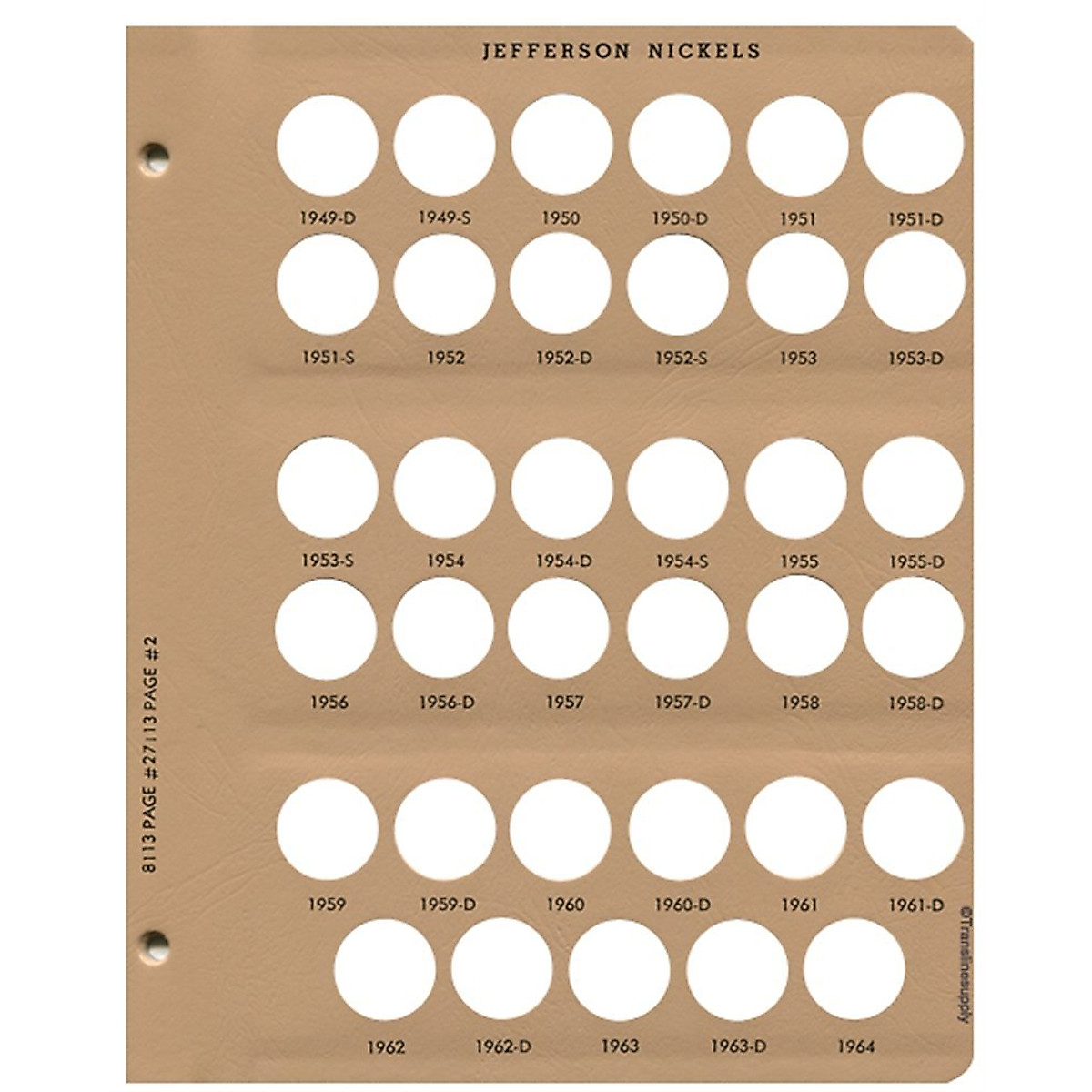 Dansco US Jefferson Nickel with Proof Coin Album 1938 - 2005 #8113