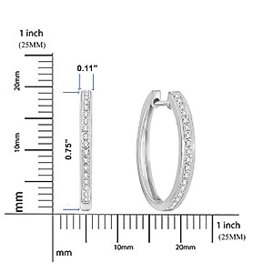 NATALIA DRAKE 1/10 Cttw Small Hoop Diamond Earrings for Women in Rhodium Plated 925 Sterling Silver