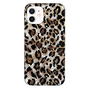 J.west Case Compatible with iPhone 11 6.1-inch, Luxury Sparkle Translucent Clear Leopard Cheetah Print Pearly Design Soft Silicone Slim TPU Protective Phone Case Cover for Girls Women (Bling)