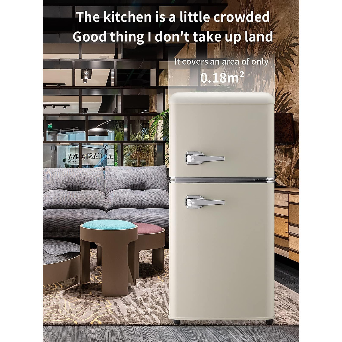 Tymyp TY-FLS-80G-CREAM-H004 Refrigerator with Freezer, Cream