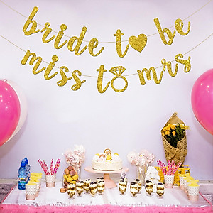 INNORU Bride to Be Miss to Mrs Banner, Bridal Shower Party Garland Bunting Bachelorette Party Decorations Supplies, Wedding Engagment Banner Gold Glitter