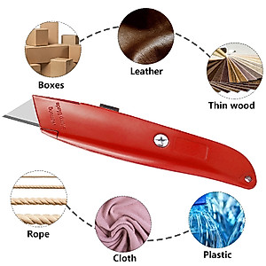 DIYSELF 2Pack Utility Knife Box Cutter Retractable and 50Pack Utility Knife Blades Box Cutter Blades