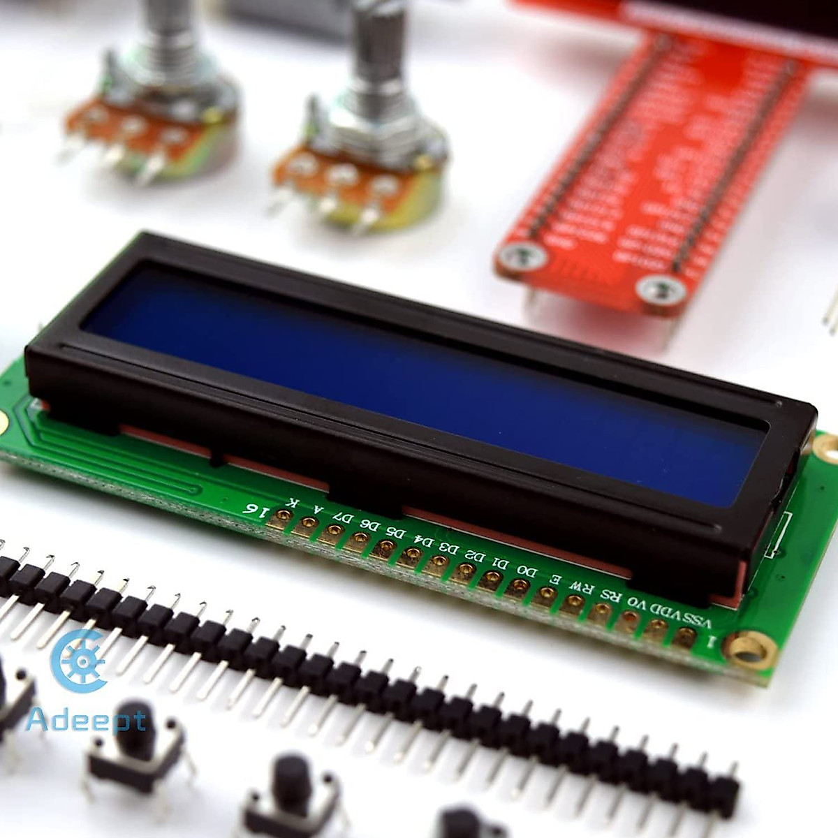 Adeept Super Starter Kit for Raspberry Pi 3, 2 Model B B+ LCD1602 Servo Motor C and Python Code, Beginner Starter Kit with User Manual Guidebook