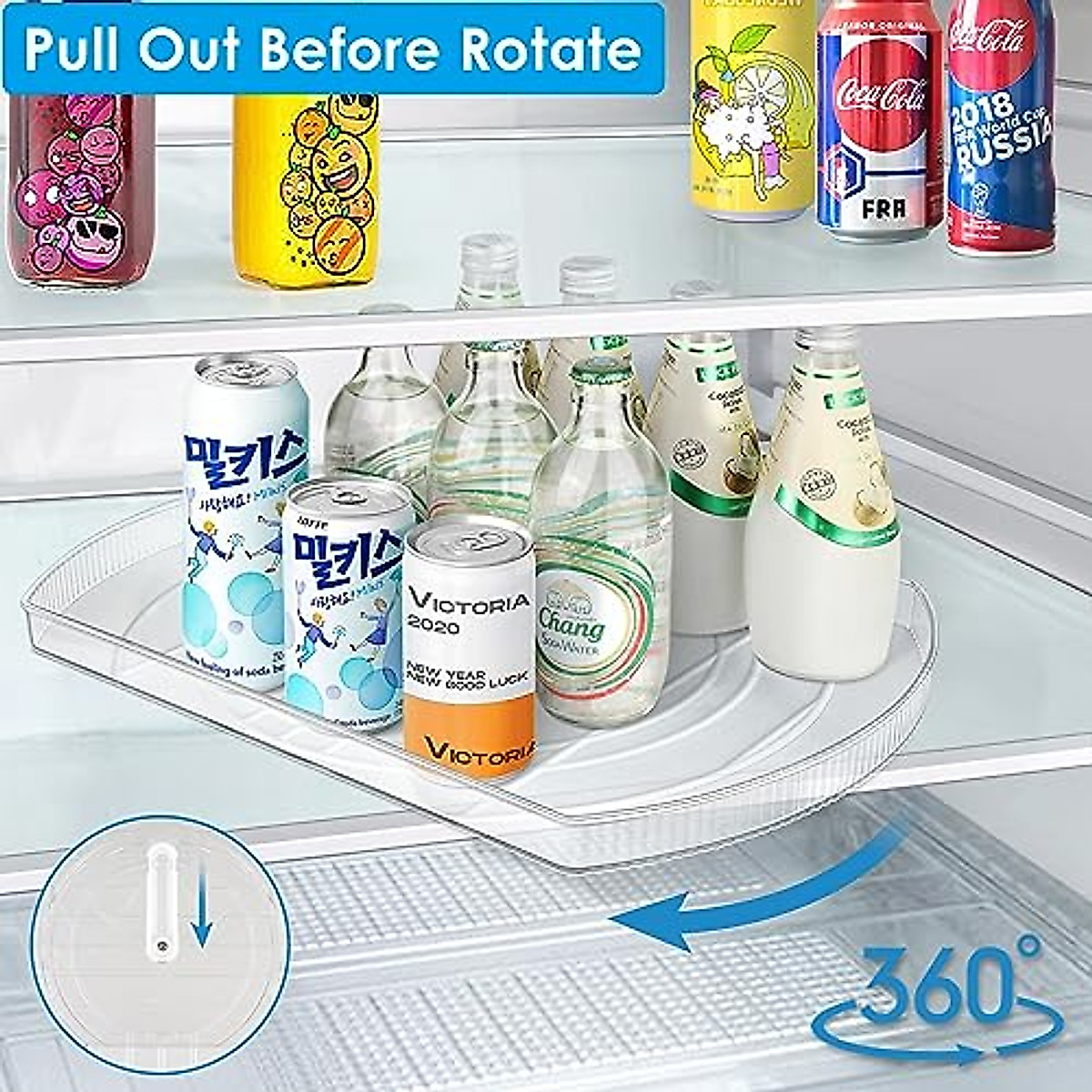 FIRJOY Lazy Susan Turntable for Refrigerator, Square Turntable Organizer for Fridge Cabinet, Pantry, Countertop | 16.5" x 11.1" (Rectangle 1 Pack - Clear)