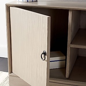 SAFAVIEH Home Collection Aliyah Greige 2-Door 1-Shelf Entertainment Media Stand up to 55" Flatscreen TV