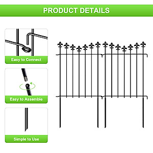 OUSHENG 10 Pack Decorative Garden Fence, Total 10ft(L) x 24in(H) Animal Barrier Border, Rustproof Metal Wire Section Edging Fencing Panel for Outdoor Patio Garden Yard