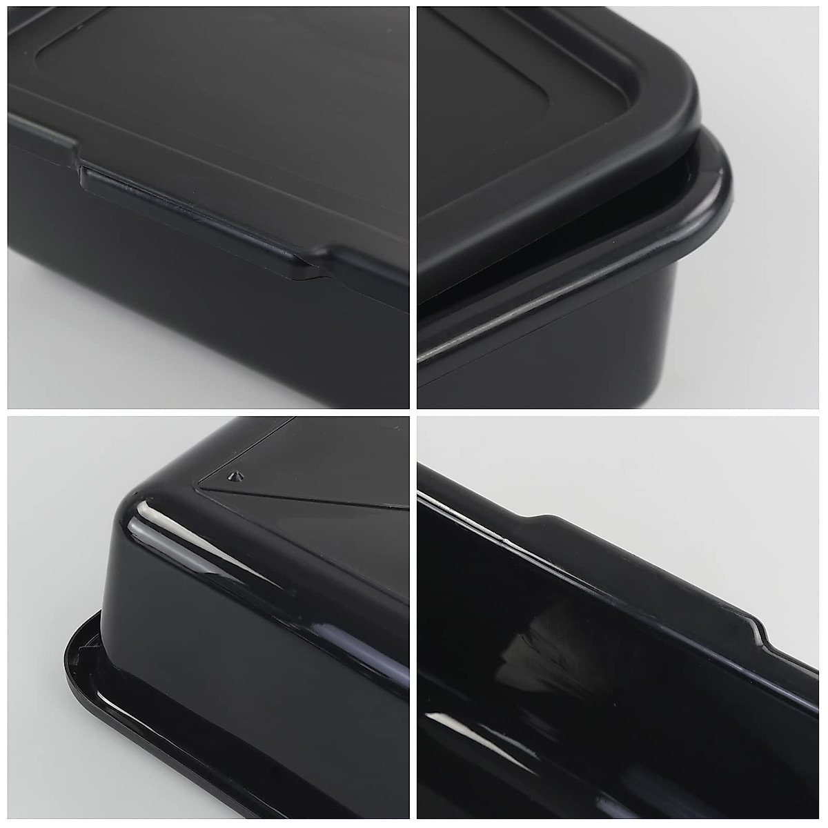 Xyskin Plastic Storage Utility Bus Tote with Lid, Restaurant Commercial Bus Box, 3 Packs, Black