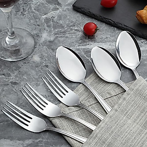 24 Pcs Forks and Spoons, Unokit Forks and Spoons Silverware Set, Food Grade Stainless Steel Silverware Set, 12 Dinner Spoons and 12 Dinner Forks, For Home/Kitchen, Mirror Polished and Dishwasher Safe