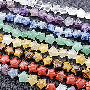 Natural Crystal Stone Star Shape Loose Beads Gemstone Handmade DIY Jewelry Making Accessories,Xiuyan Jade 21pcs
