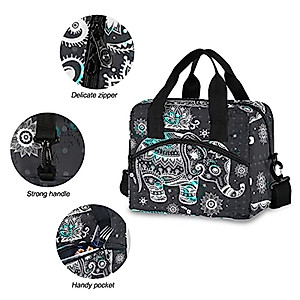 Travel Insulated Lunch Bag Adult - Ethnic Elephant Lunch Bags for Women Men Lunch Tote Reusable Meal Prep Lunch Box Cooler Bag
