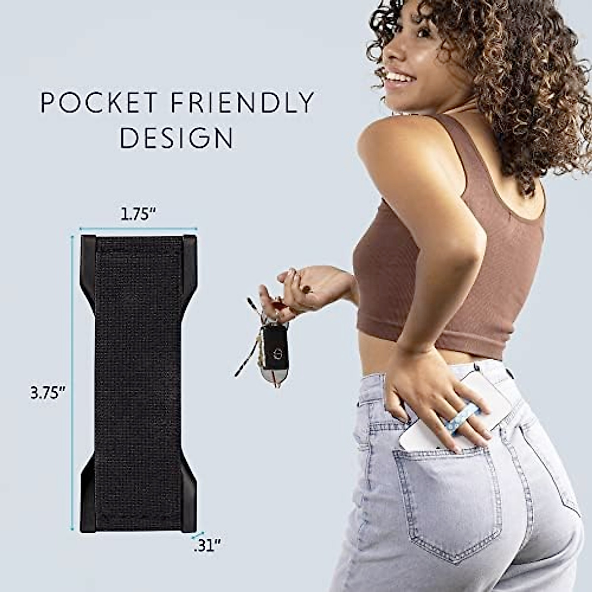 LoveHandle PRO Premium Phone Grip - Silicone Phone Strap - Magnetic Phone Mount and Kickstand for Smartphone and Tablet - Electric Purple Silicone on Lavender Base