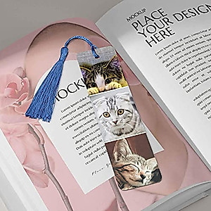 ZUYUSO Personalized Photo Frame Bookmark Metal Bookmark Custom Message/Text Stainless Steel Bookmarks with Tassel for Reader Women Men Gift