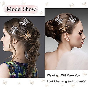 Kachanaa 3D Moving Butterfly Metal Hair Styling Accessories - 12 Pcs Hollow Hair Pins, Cute Barrettes, Clamps, and Claw Clips for Women and Girls (Gold)