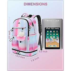 MATEIN Backpack with Lunch Compartment, Durable Insulated Cooler Lunch Bag for Women Nurse Teacher, 17 inch Laptop Backpack for Work Office Meal Prep Large Travel Daypack for Camping Picnic,Tie dye