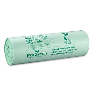 ProGreen Compostable Trash Bags 3 Gallon, Extra Thick 0.71 Mil, 100 Count, Small Kitchen Compost Bin Bags, Food Scraps Yard Waste Bags, Compost ASTM D6400 BPI and TÜV AUSTRIA Certified