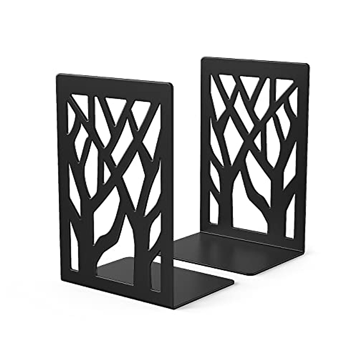 Metal Bookends-Heavy Book Ends for Shelves,Book Shelf Holder Home Decorative,Black Bookend Supports (2)