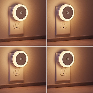 Night Light, Night Lights Plug into Wall [4Pack], Nightlight with Light Sensors, LED Night Light for Kids Room, Baby Night Light, Bathroom Night Light, Stair Lights, Hallway Light, Warm White