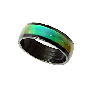 The Quiet Witness S14 Black Stainless Steel 8mm Wide Mood Ring Endless Band Color Changing 1970's Excellent Quality (10)