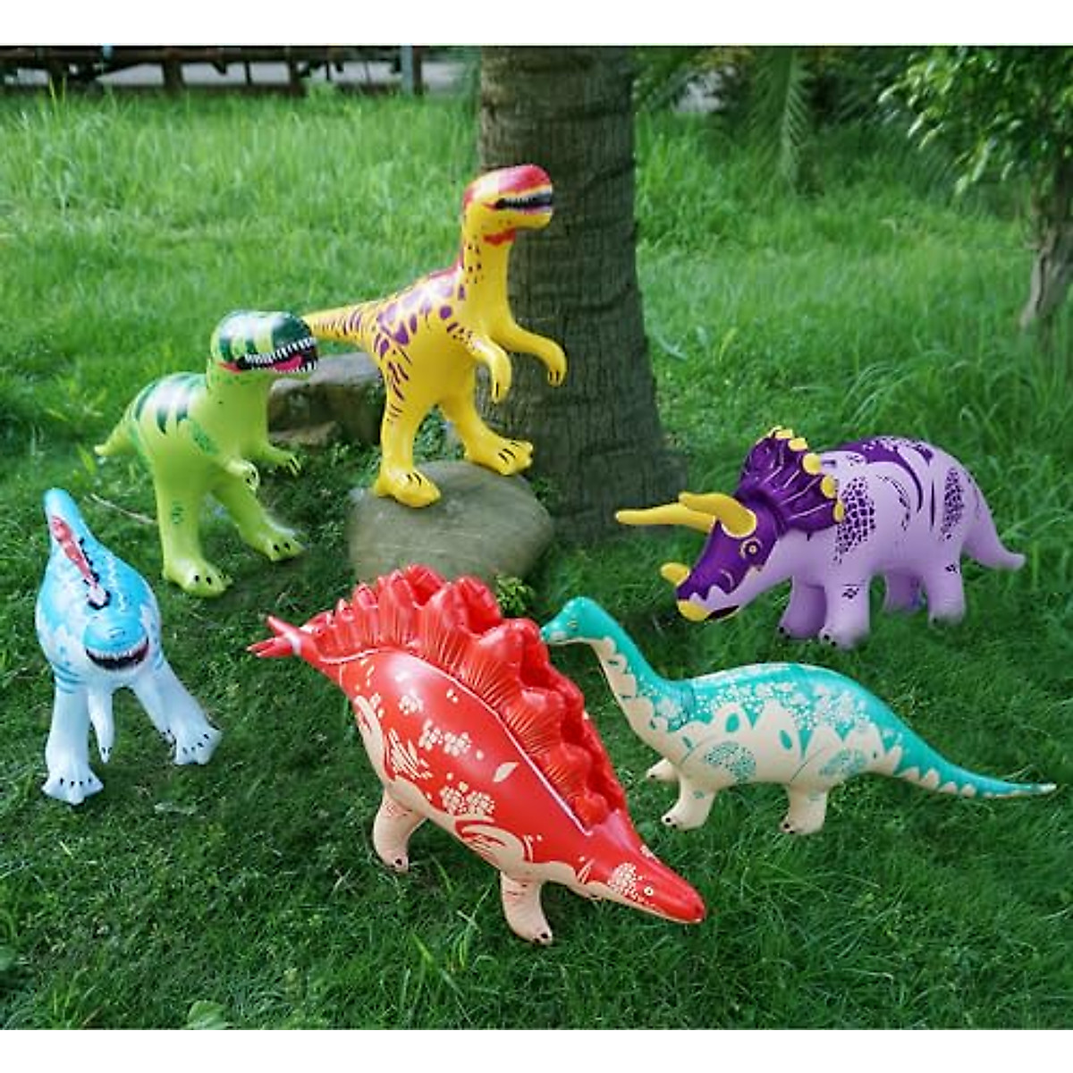 KATAKA 6 Pack Dinosaur Inflatable Toy Includes air Pump Party Decorations Pool Floating Toy Dinosaur Collection Birthday Party Gifts for Children and Adults