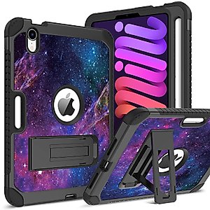 BENTOBEN iPad Mini 6 Case, iPad Mini 6th Generation Case 8.3 Inch 2021, Heavy Duty Rugged 3 Layers Shockproof Kickstand Protective Tablet Cover for iPad Mini 6 (2021), Space