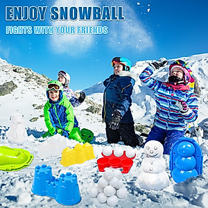 STOPKLAS Snowball Maker Tool Snow Toys for Kids, Snow Molds Snowman Kit with Storage Bag, Outdoor Winter Toys for Toddlers with Duck Snowball Maker Dinosaur Soccer Snow Clips Penguin Castle