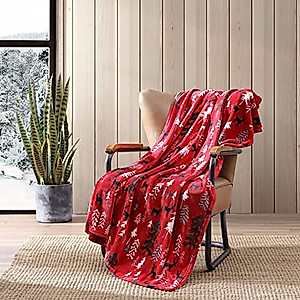 Eddie Bauer - Throw Blanket, Ultra Soft Plush Home Décor, All Season Bedding (Deer Woods Red, 50 x 60)