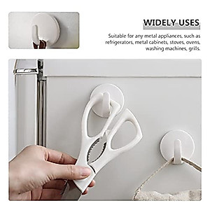 DOITOOL 8 Pcs Magnetic Hooks Fridge Magnetic Hooks Wreath Hanger Coat Towel Rack Wall Mount Hook for Locker Kitchen Bedroom Garage White