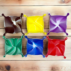 Luck Lab Board Game Storage Bowls, 6-Pack | Folding Tray Accessory Holds Tabletop Bits, Chits, Pieces | Swirl Colors | Bonus Storage Bag