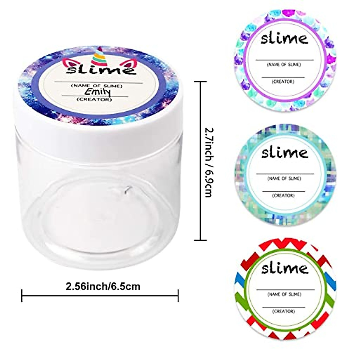 SGHUO 18 Pack 6oz Empty Slime Containers with Water-Tight Lids, Plastic Slime Jars with Stickers for Slime Making, Beauty Products