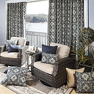 Pillow Perfect - 586670 Outdoor/Indoor Woodblock Prism Lumbar Pillows, 11.5" x 18.5", Blue, 2 Pack