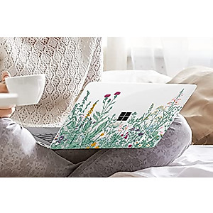 TWOLSKOO Case for 13.5" Microsoft Surface Laptop 5/4/3 with Alcantara Palm Rest Model 1958/1950, Plastic Hard Shell Case with Screen Protector + Keyboard Cover + Dust Plug, Botanical Illustration
