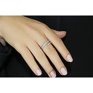 Belantina 1/2 Carat Diamond Spiral Wrap Ring for Women in 14k White Gold (H-I, I1-I2, cttw) Size 7